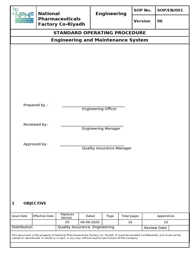 Engineering and Maintenance SOP Guide | PDF