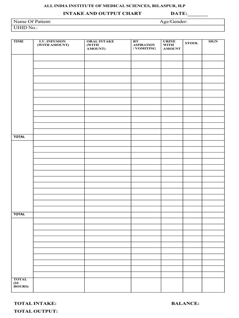 3_Intake Output Chart | PDF