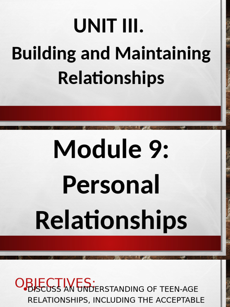 Module 9 Personal Relationships | PDF