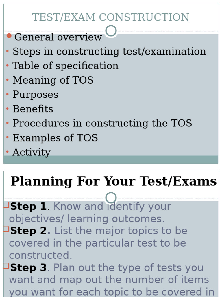 Table of Specification (Tos) New | PDF | Educational Assessment | Learning