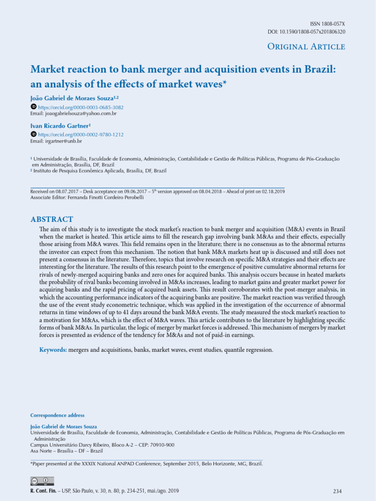 Market Reaction To Bank Merger | PDF | Mergers And Acquisitions ...