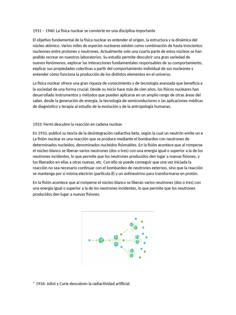 Avances Clave en Física Nuclear (1931-40) | PDF | Neutrón | Fisión nuclear