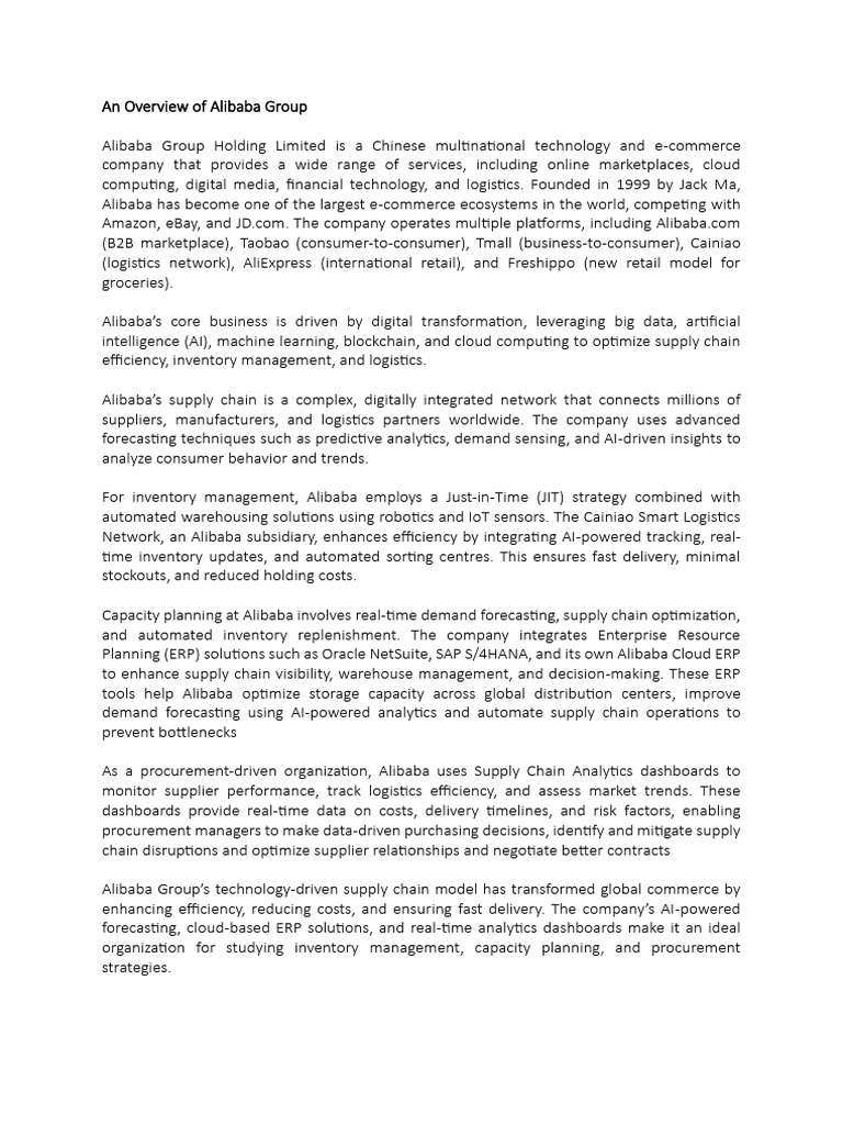 An Overview of Alibaba Group | PDF | Supply Chain | Logistics