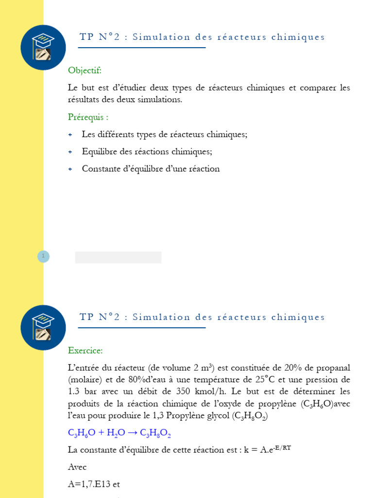 TP N2 Simulation Des Réactions Et Réacteurs Chimiques Bioréacteurs | PDF | Réacteur (chimie ...