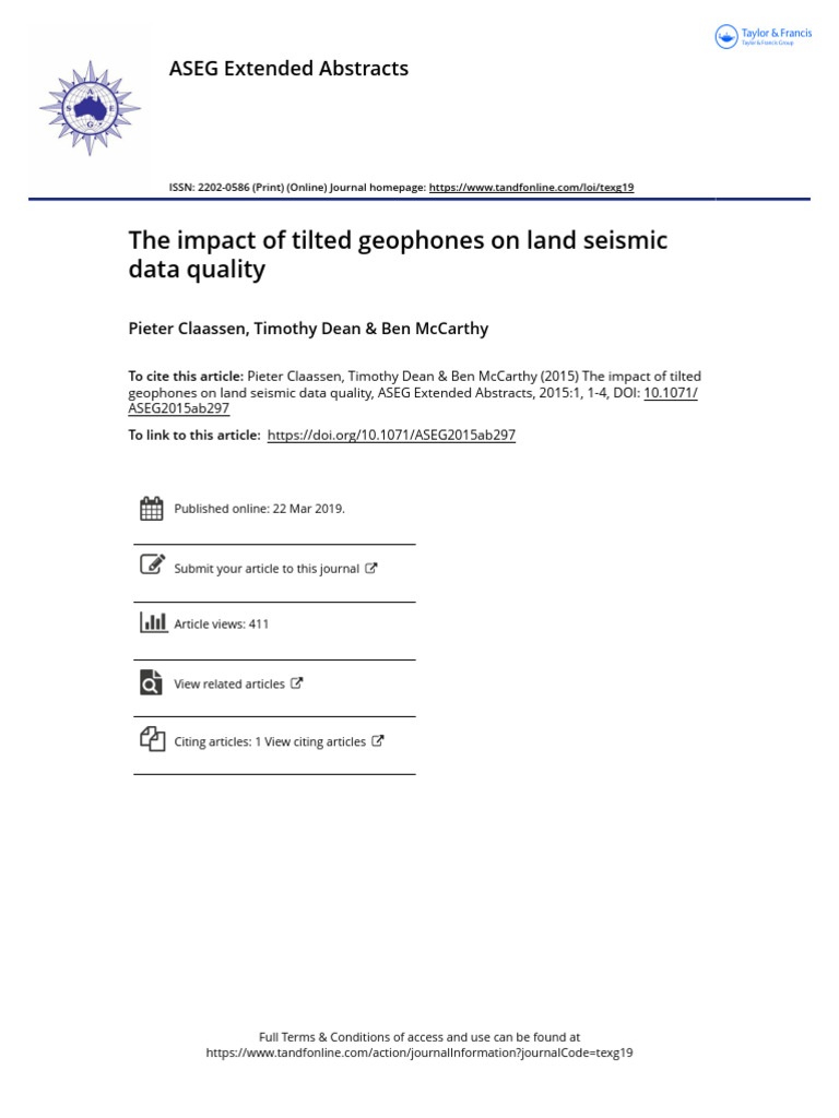 The Impact of Tilted Geophones On Land Seismic Data Quality | PDF ...