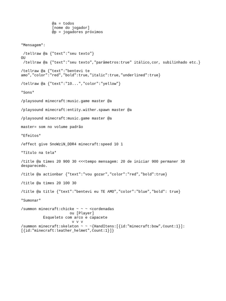 Comandos Minecraft | PDF