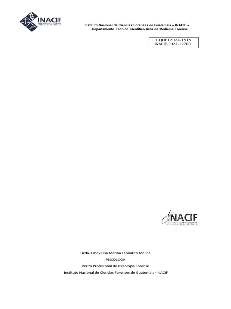 Psicología Forense en INACIF Guatemala | PDF