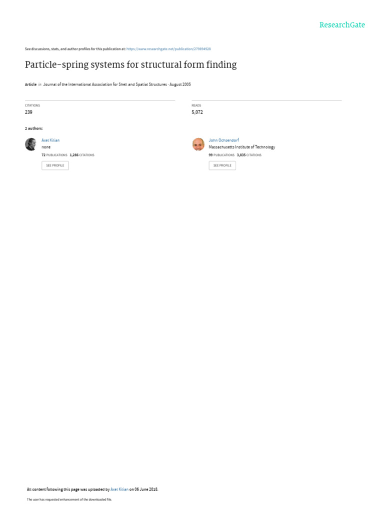 Particle-Spring Systems For Structural Form Finding | PDF | Force | Damping