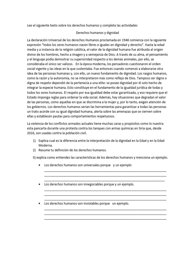 Taller de Los Derechos Humanos | PDF | Dignidad | Derechos humanos