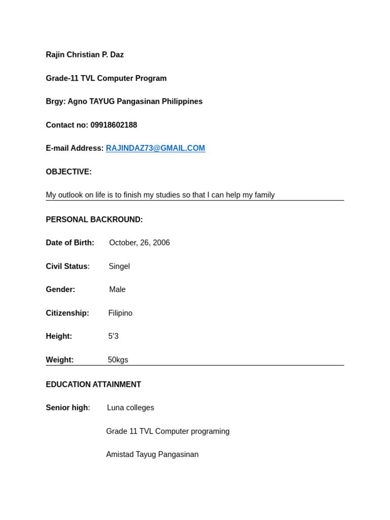 Rajin Daz Resume.v2 | PDF