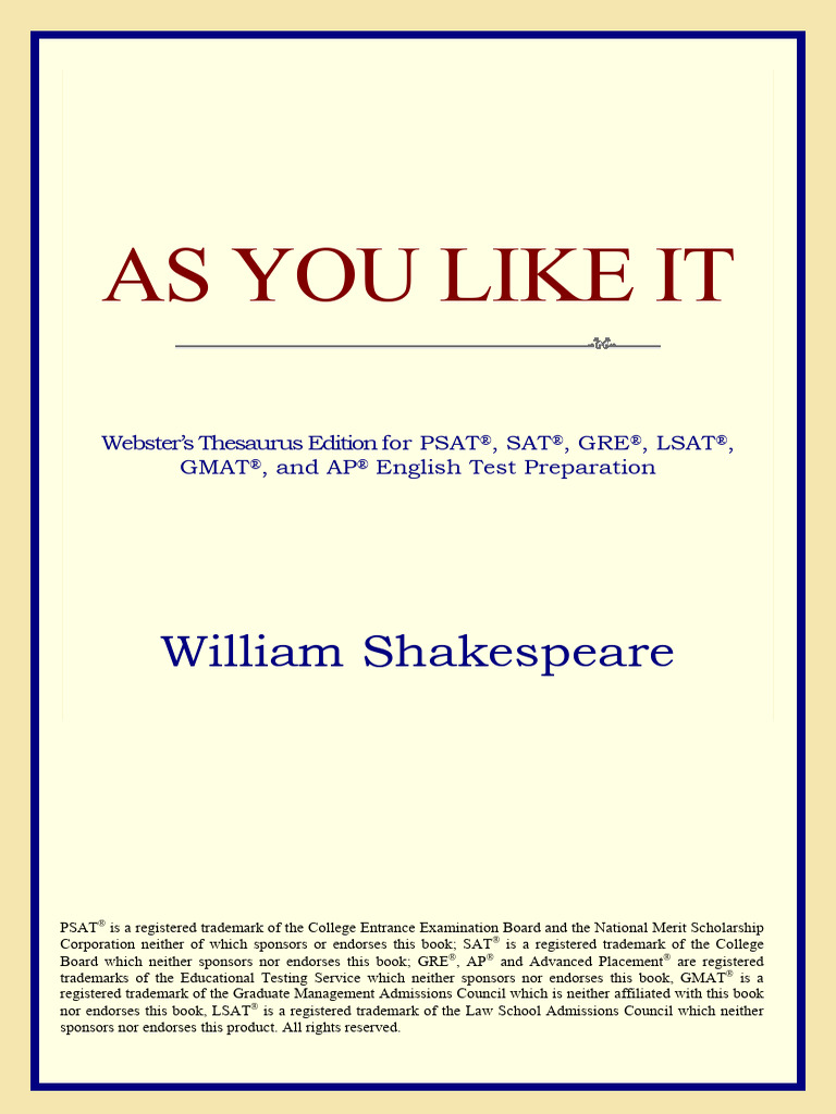 William_Shakespeare_As_You_Like_It_Webster's_Thesaurus_Edition_2006 | PDF
