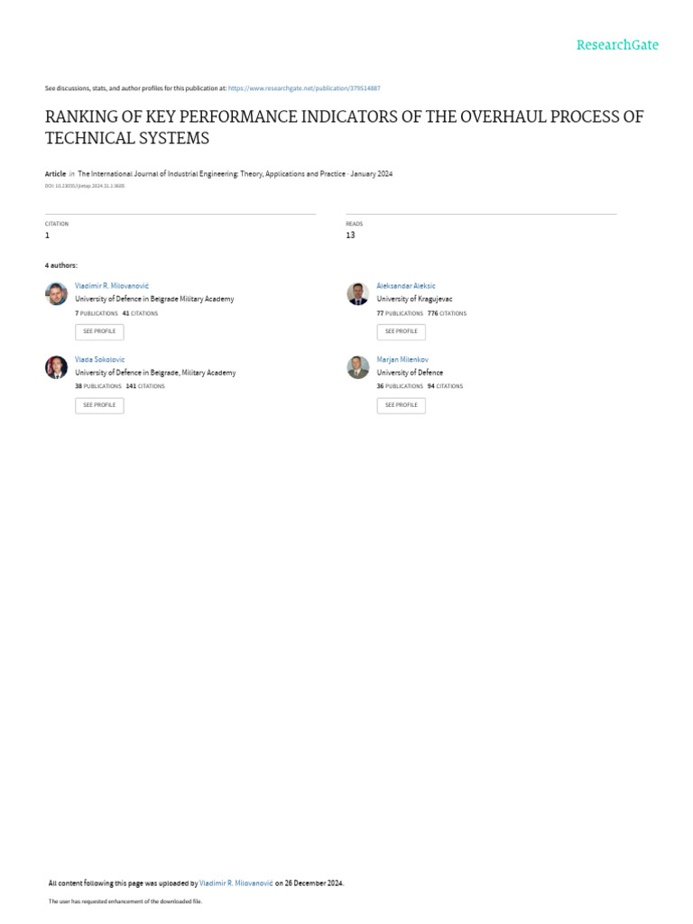 RANKING OF KEY PERFORMANCE INDICATORS | PDF | Applied Mathematics