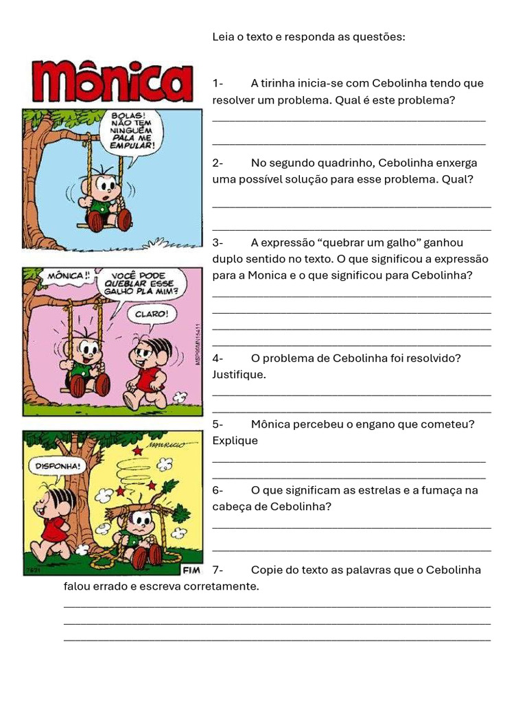 Tirinha Interpretação | PDF