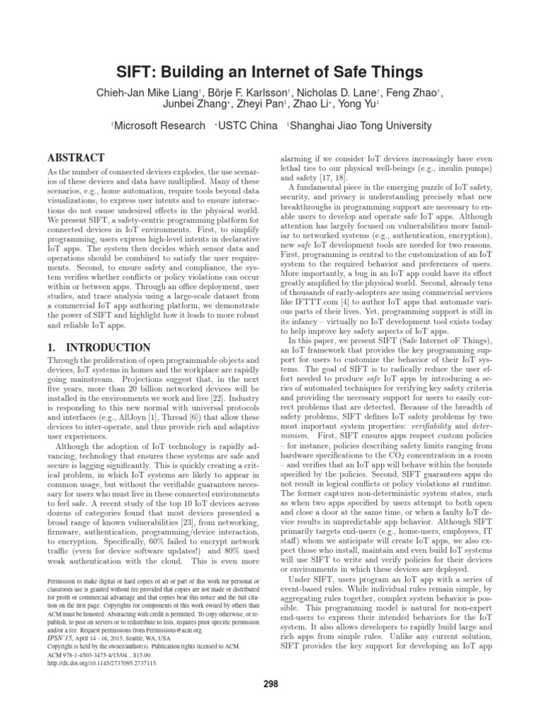 SIFT-safe Things | PDF | Internet Of Things | Formal Verification