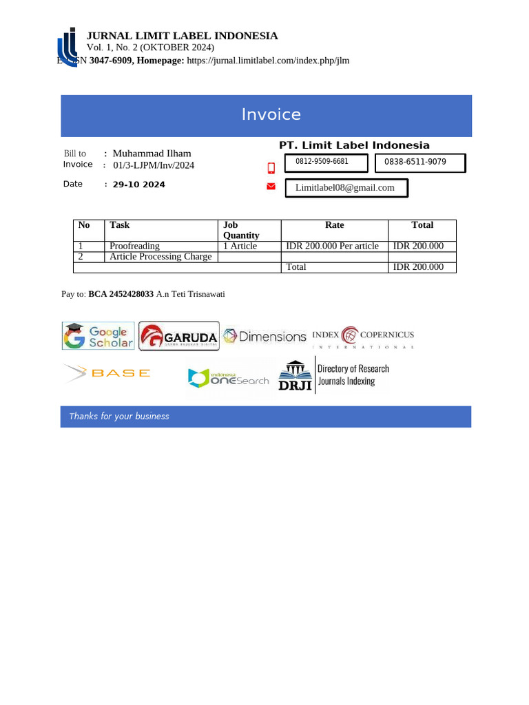 Invoice Ducaree Ilham | PDF