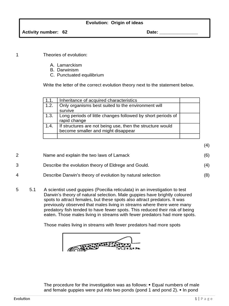 Activity 62 Origin of Ideas | PDF | Predation | Biology