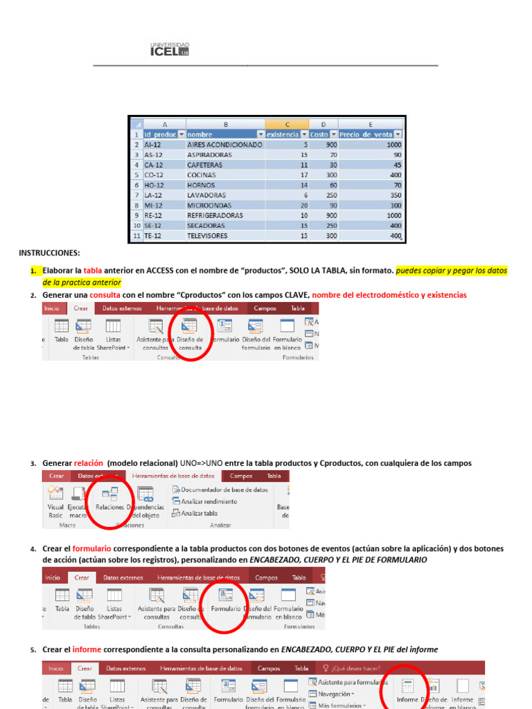 Práctica Access: Gestión de Datos | PDF