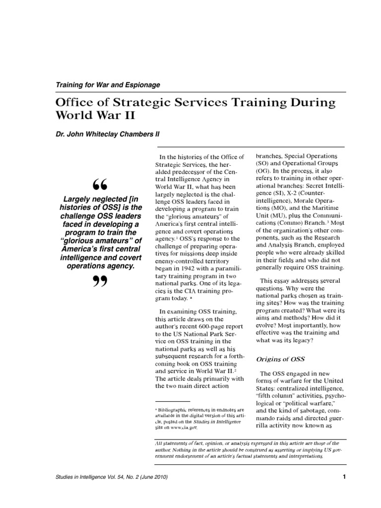 OSS Training in WWII: A Historical Overview | PDF | Office Of Strategic ...