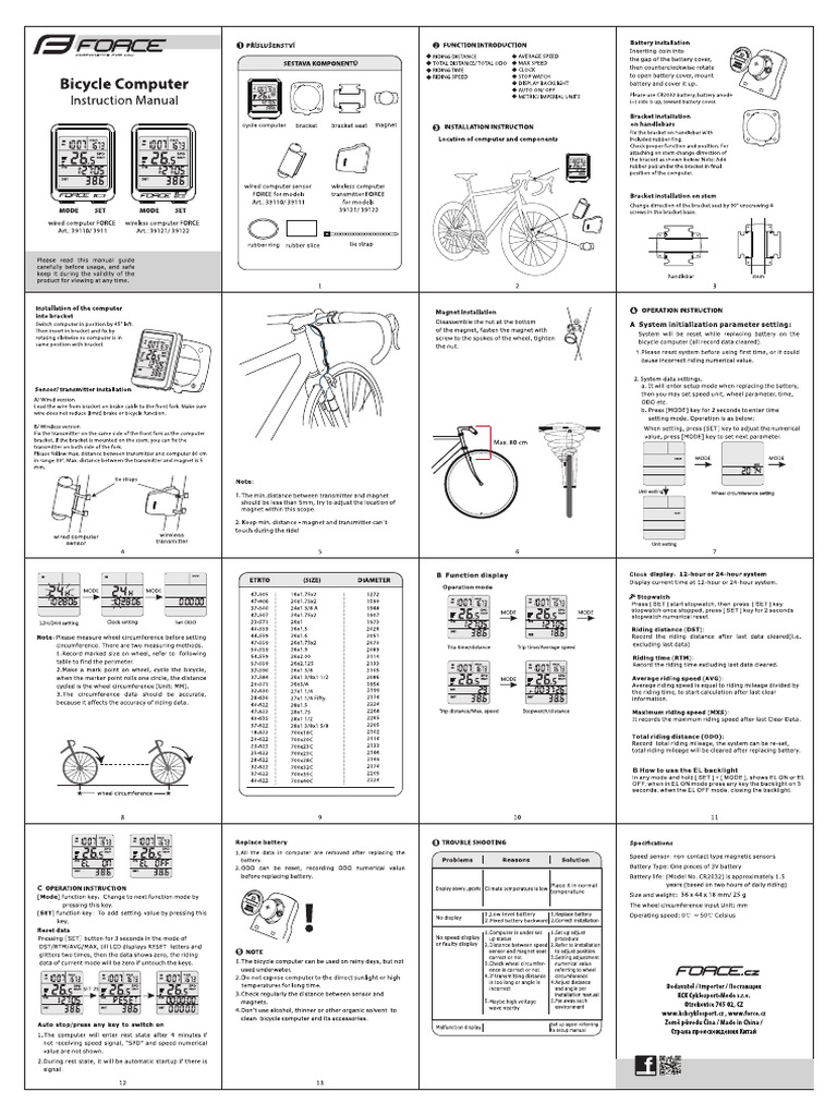 Manual INBIKE IC321 Odometer | PDF