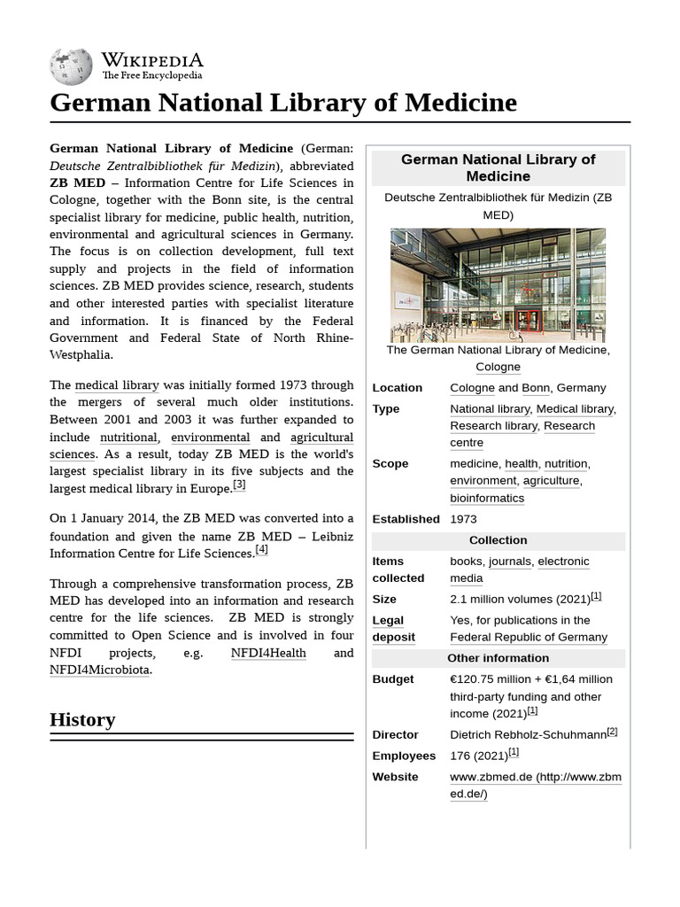 German National Library of Medicine | PDF | Libraries