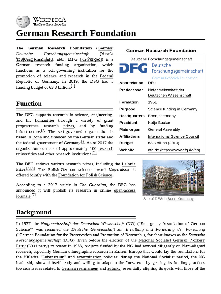 Overview of the German Research Foundation | PDF | Science And ...