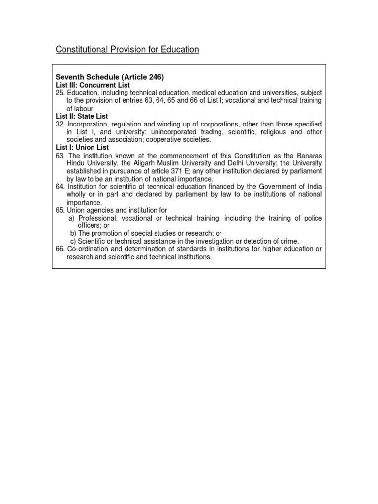 Constitutional Provision For Education | PDF | Vocational Education ...