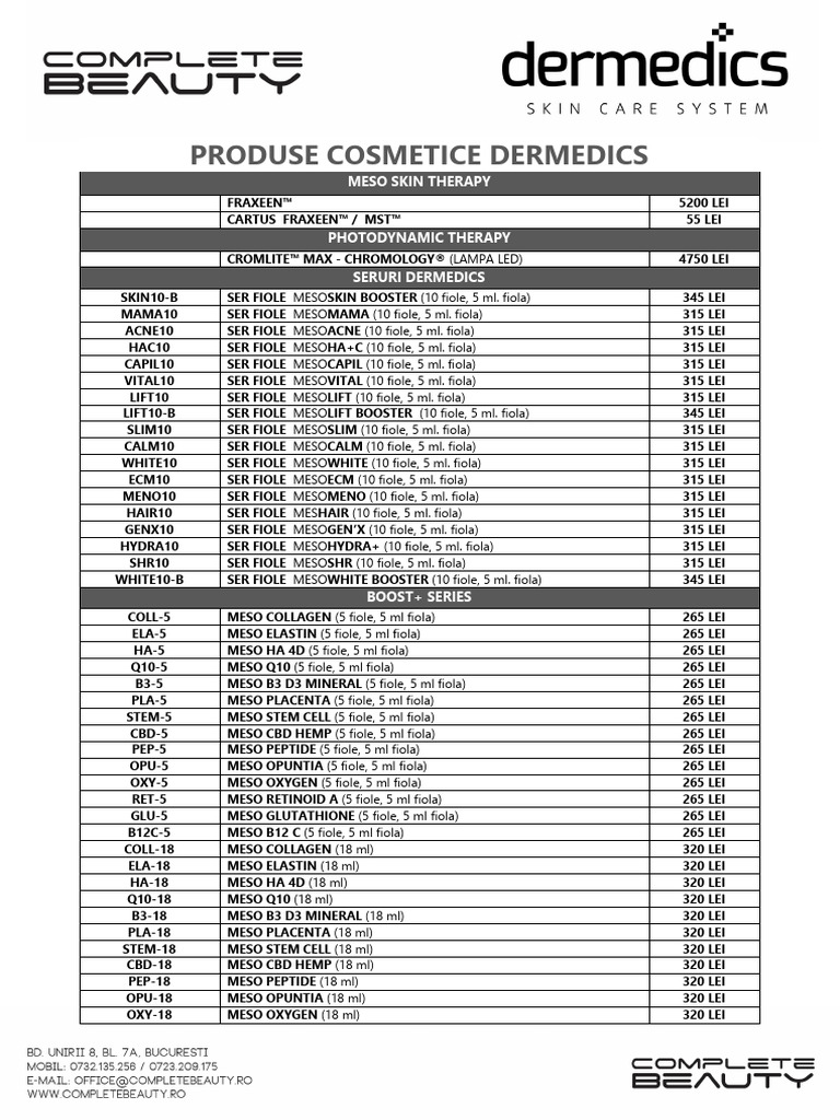 Produtos Dermedics para Cuidados com a Pele | PDF