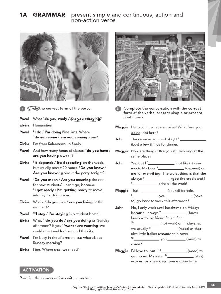 Extra Grammar - Present Simple and Continuous | PDF | Lunch