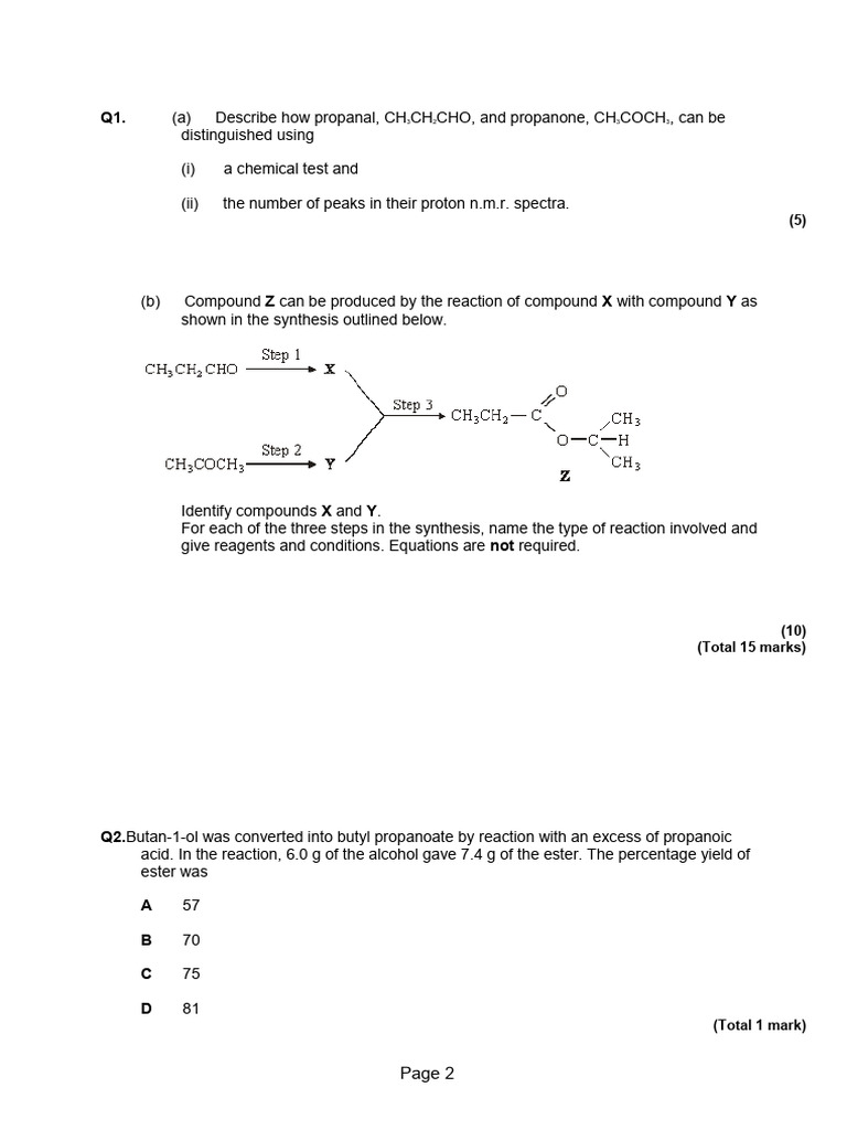 Carboxylic Acids & Esters 4 QP | PDF | Acid | Ester