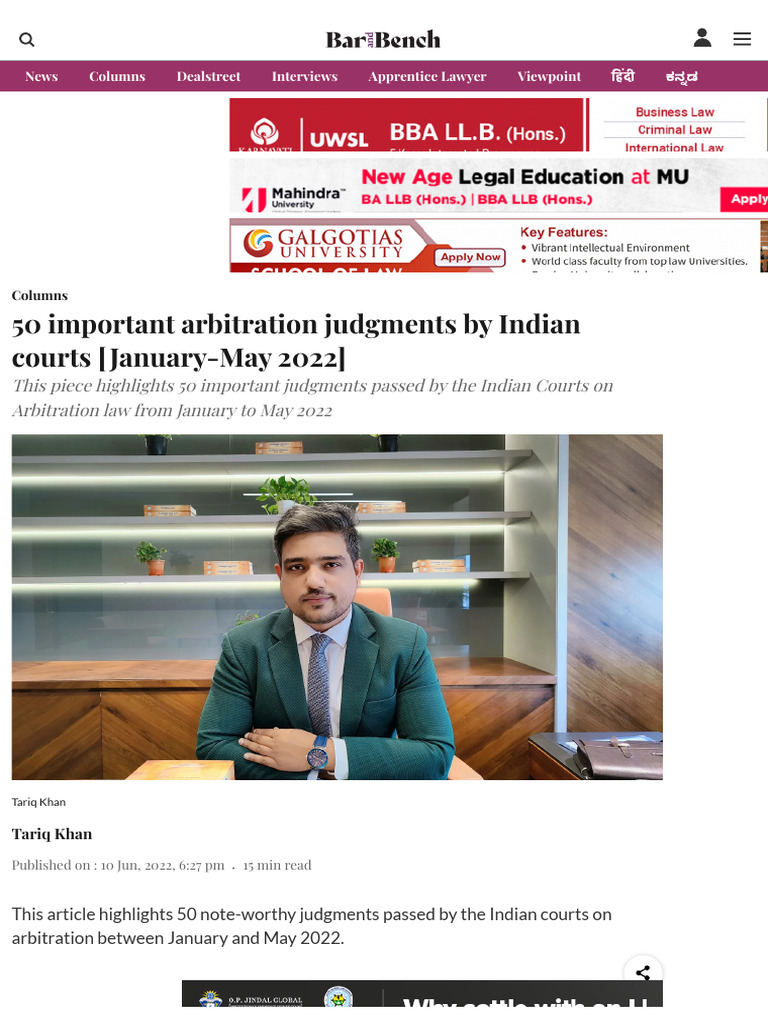 50 Important Arbitration Judgments by Indian Courts (January-May 2022 ...