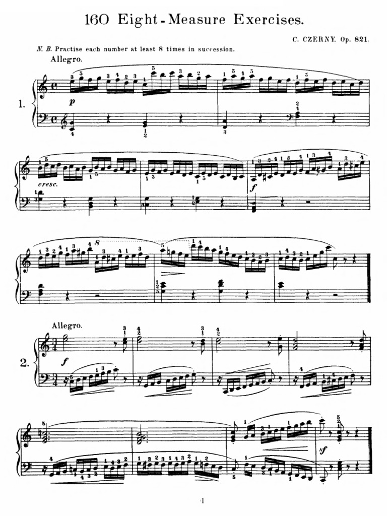 EJERCICIO 1 - Czerny-Op821-160 - Exercises - 1-80 | PDF