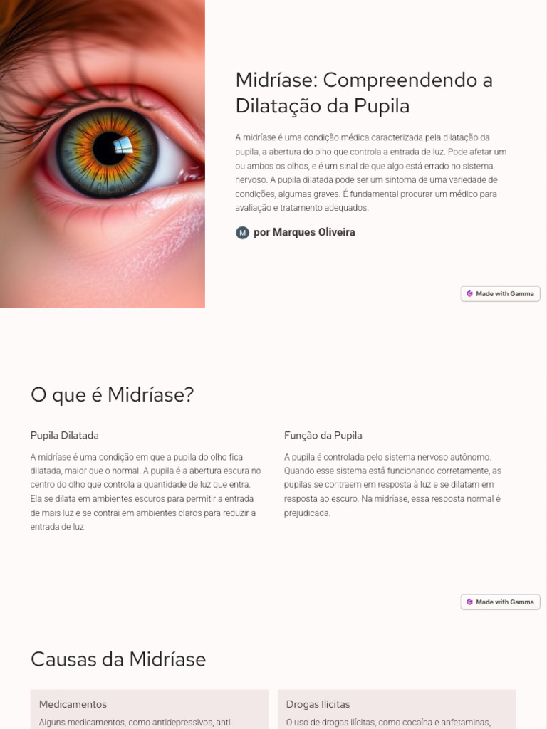 Causas e Sintomas da Midríase | PDF | Olho | Sistema visual