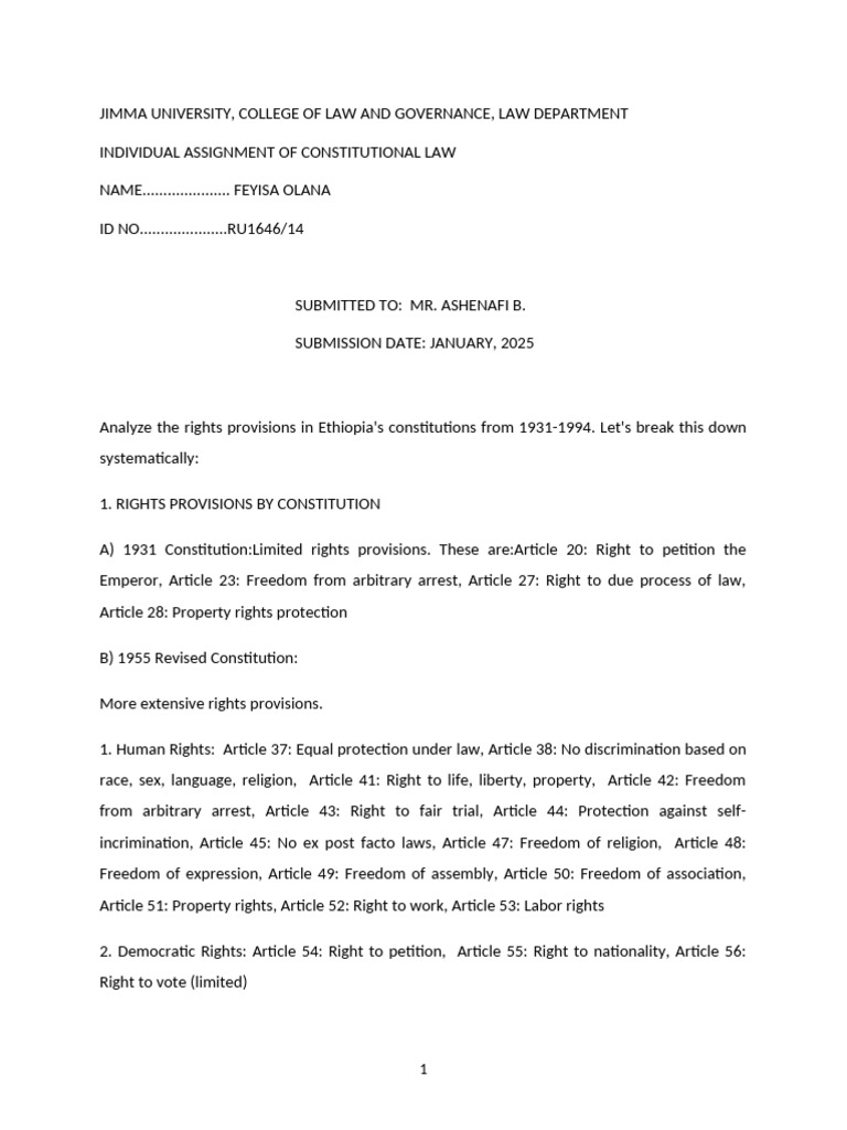 Constitutional Law Indv. Assignment | PDF | Rights | Human Rights