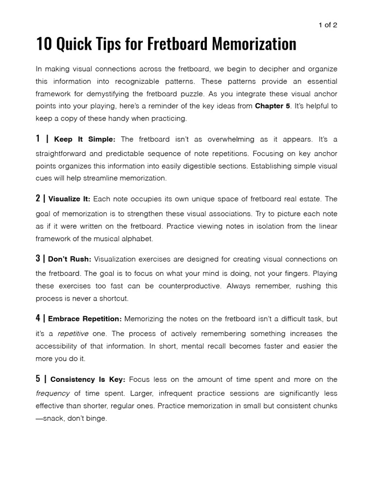 10 Quick Tips For Fretboard Memorization | PDF | Behavioural Sciences ...