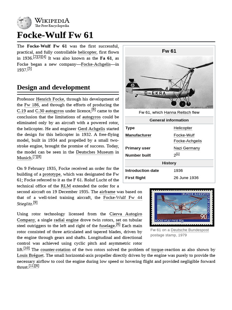Focke-Wulf_Fw_61 | PDF | Aviation | Aircraft