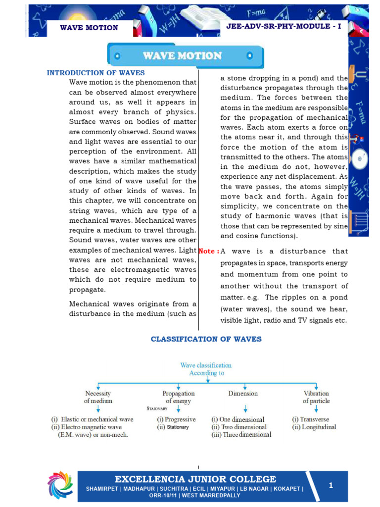 PHYSICS (WAVE MOTION) | PDF | Waves | Wavelength