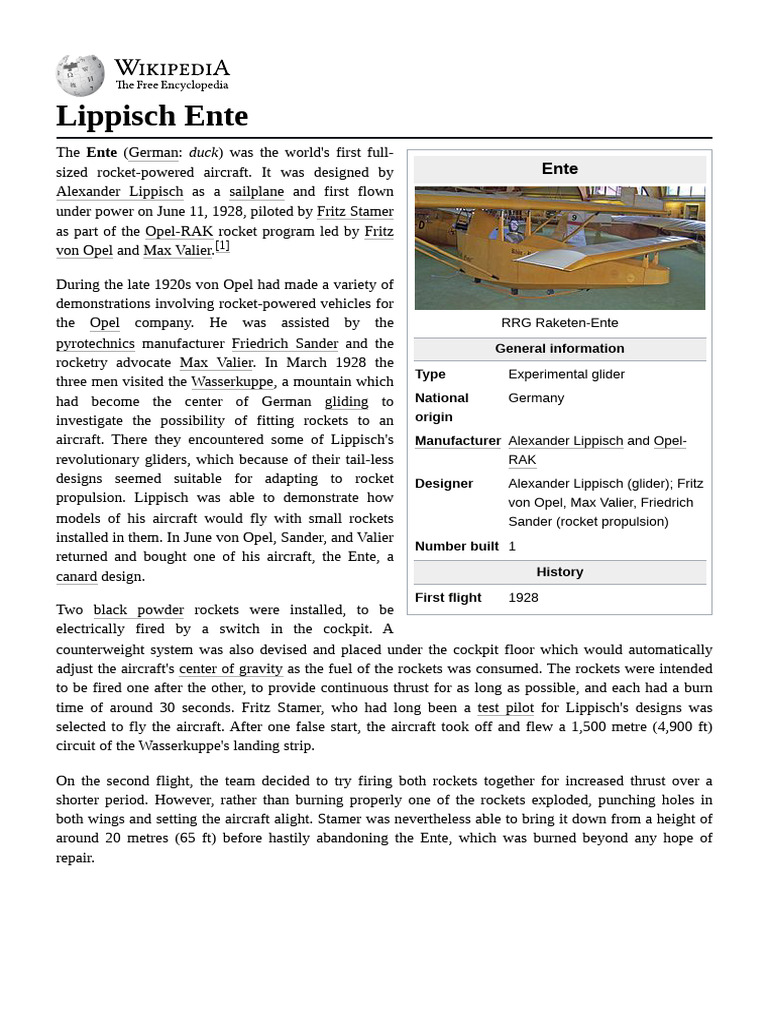Lippisch_Ente | PDF | Aviation | Aerospace Engineering