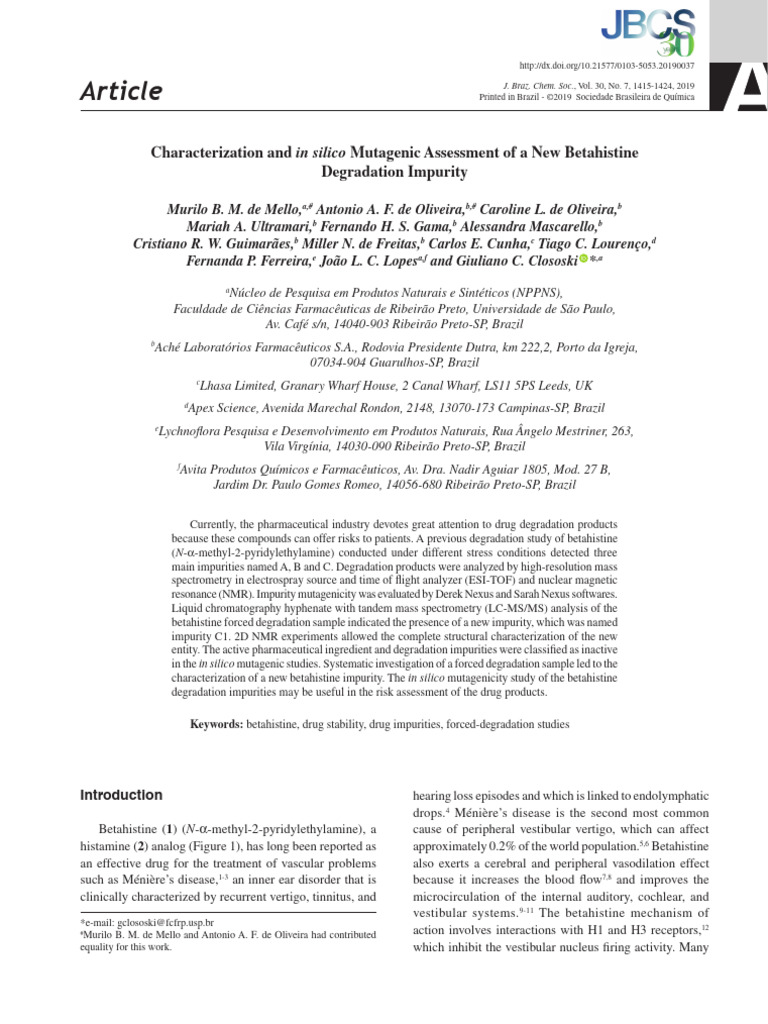 Characterization and in Silico Mutagenic Assessment of A New ...