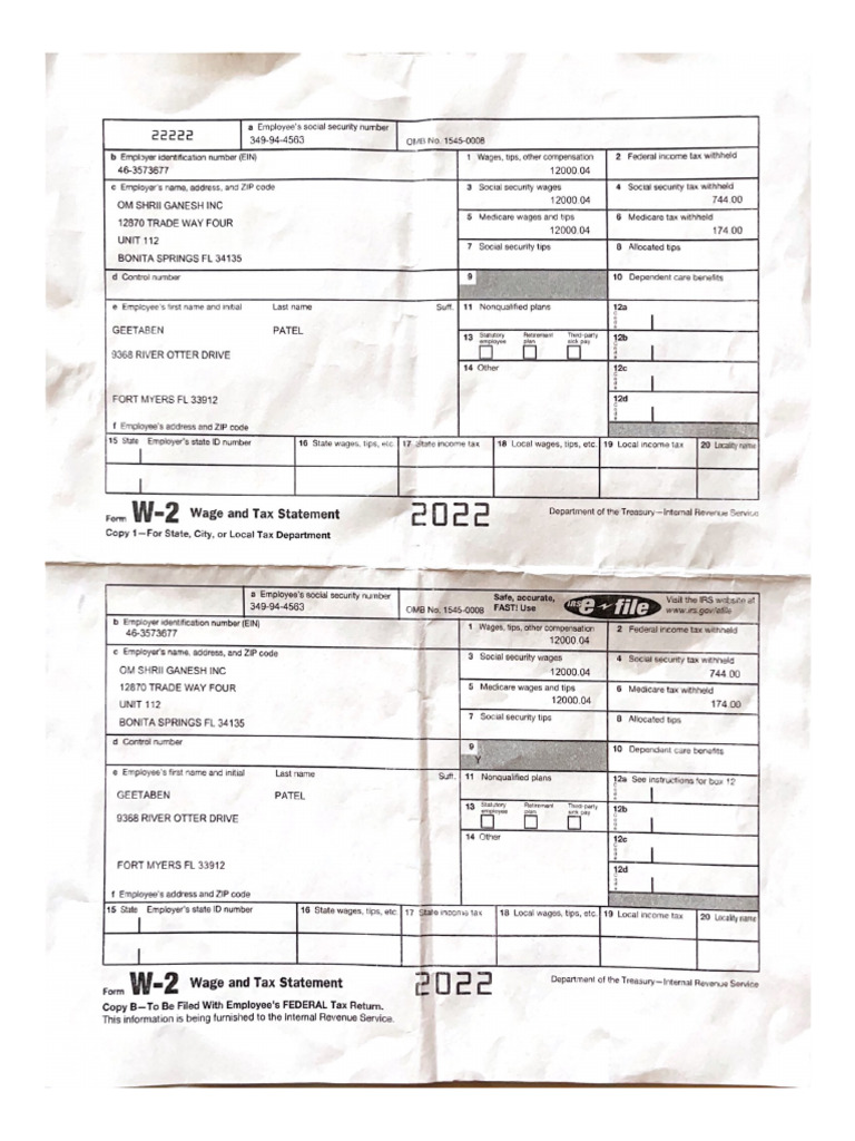 W-2 Wage and Tax Statement | PDF
