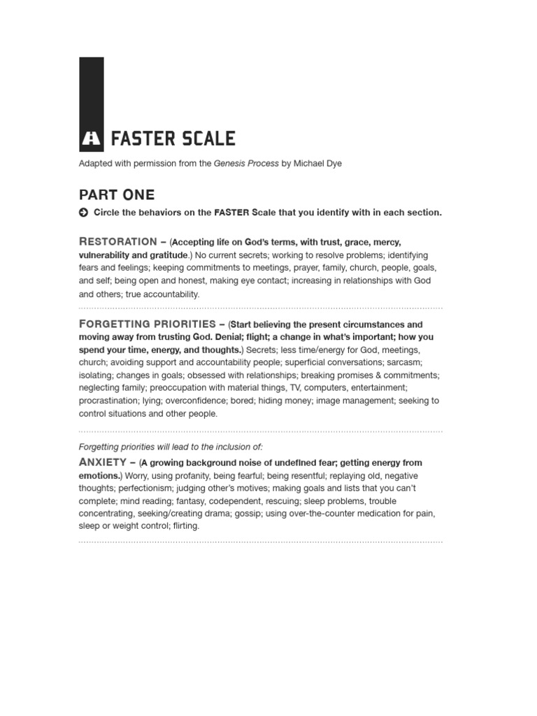 Weekly-Tools Faster Scale | PDF | Abnormal Psychology | Emotions