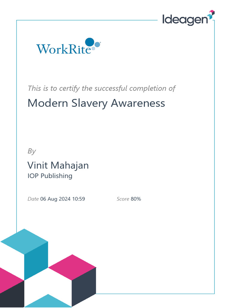Modern Slavery Awareness Test Vinit Mahajan 20240806 | PDF