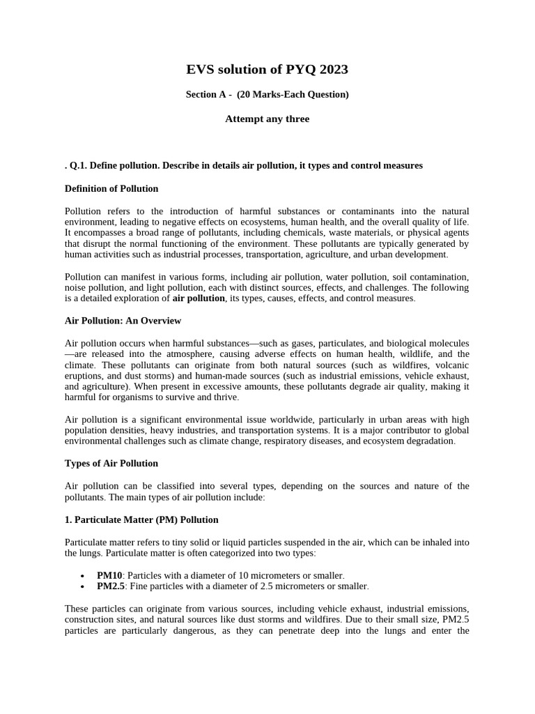 EVS Solution of PYQ 2019-2023 | PDF | Ecosystem | Food Web