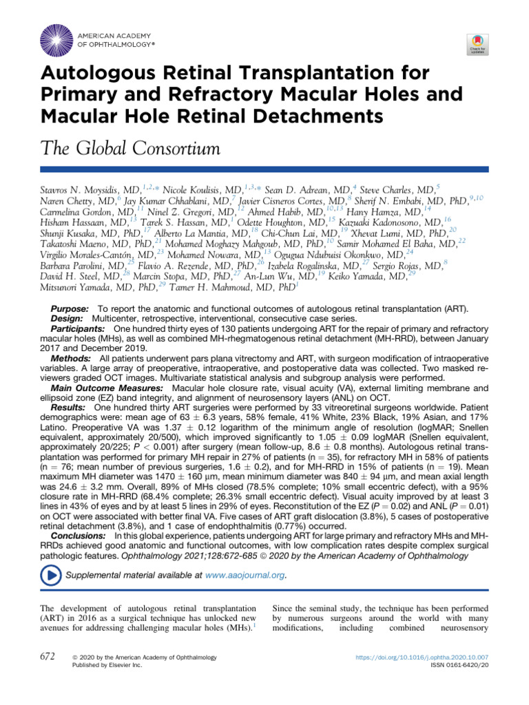 Autologous Retinal Transplant For MH | PDF | Clinical Medicine ...