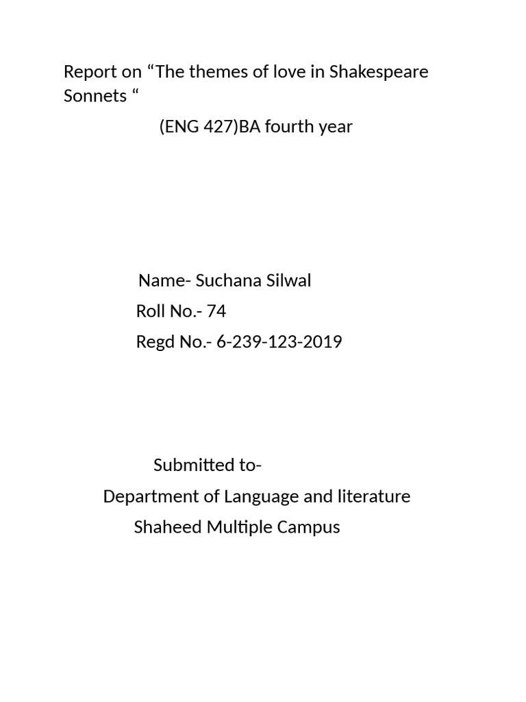 Project by Suchana Silwal | PDF | Love | Shakespeare's Sonnets