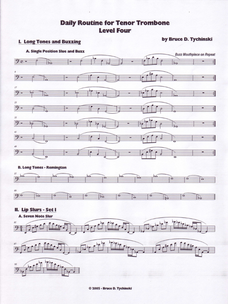 Tenor Trombone Daily Routine Level 4 | PDF | Elements Of Music ...
