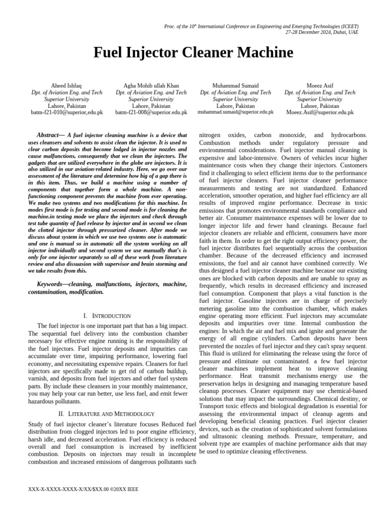 Fuel Injector Cleaner Machine | PDF | Engines | Combustion