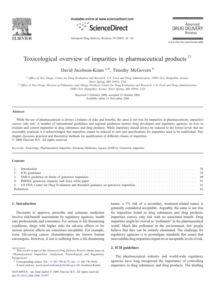 Toxicological Assessment of Drug Impurities | PDF | Toxicity | Carcinogen