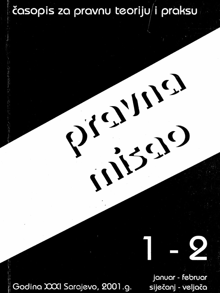 Pravna misao 2001 broj 1 - 2 | PDF