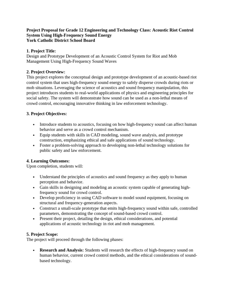 STEM Acoustic Riot Control | PDF | Prototype | Acoustics