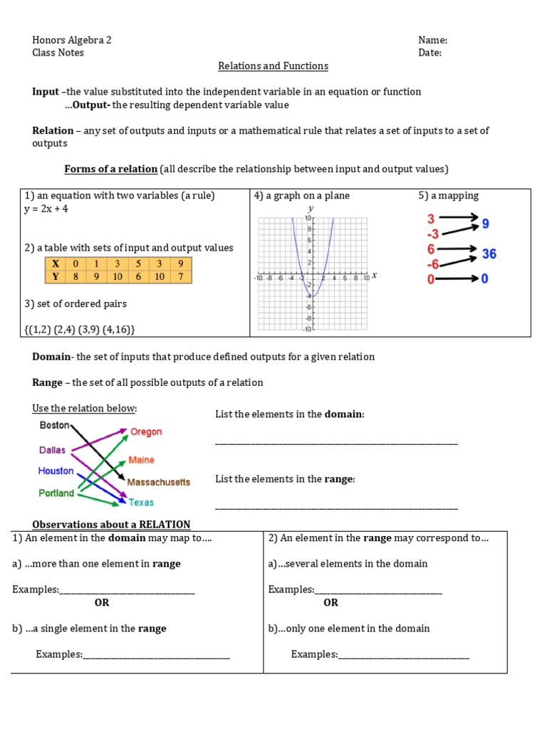 Relations and Functions | PDF | Function (Mathematics) | Variable (Mathematics)